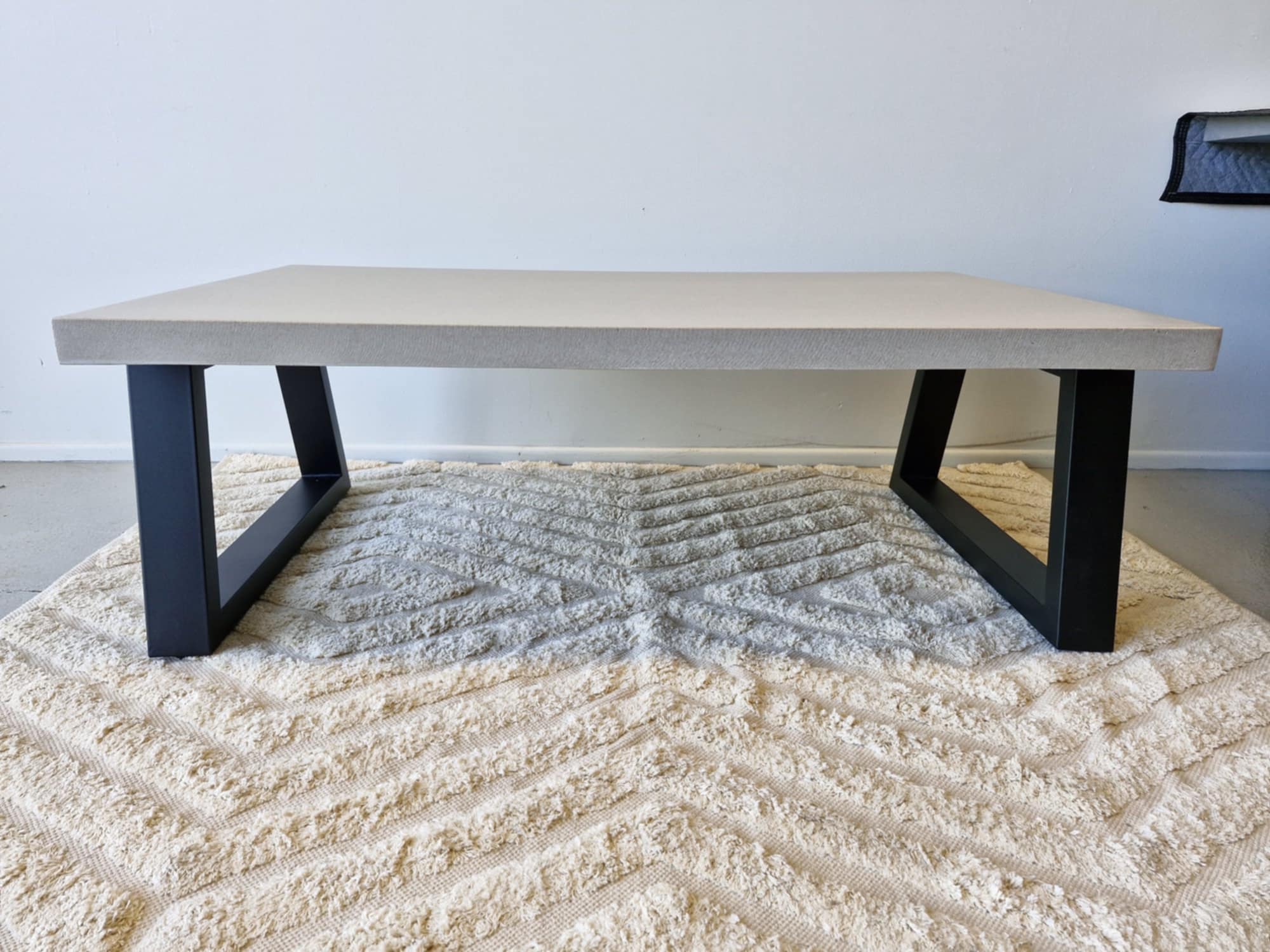 1.3m Rectangular Beach Coffee Table | Black Powder Coated Legs – www ...