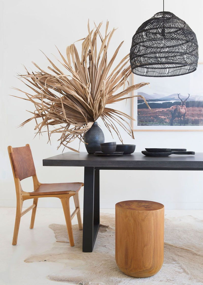 3.0m Sierra Rectangular Dining Table | Ebony Black with Matte Black Po ...