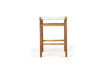 Fraser Backless Counter Stool - White Close Weave - Teak Frame – www ...
