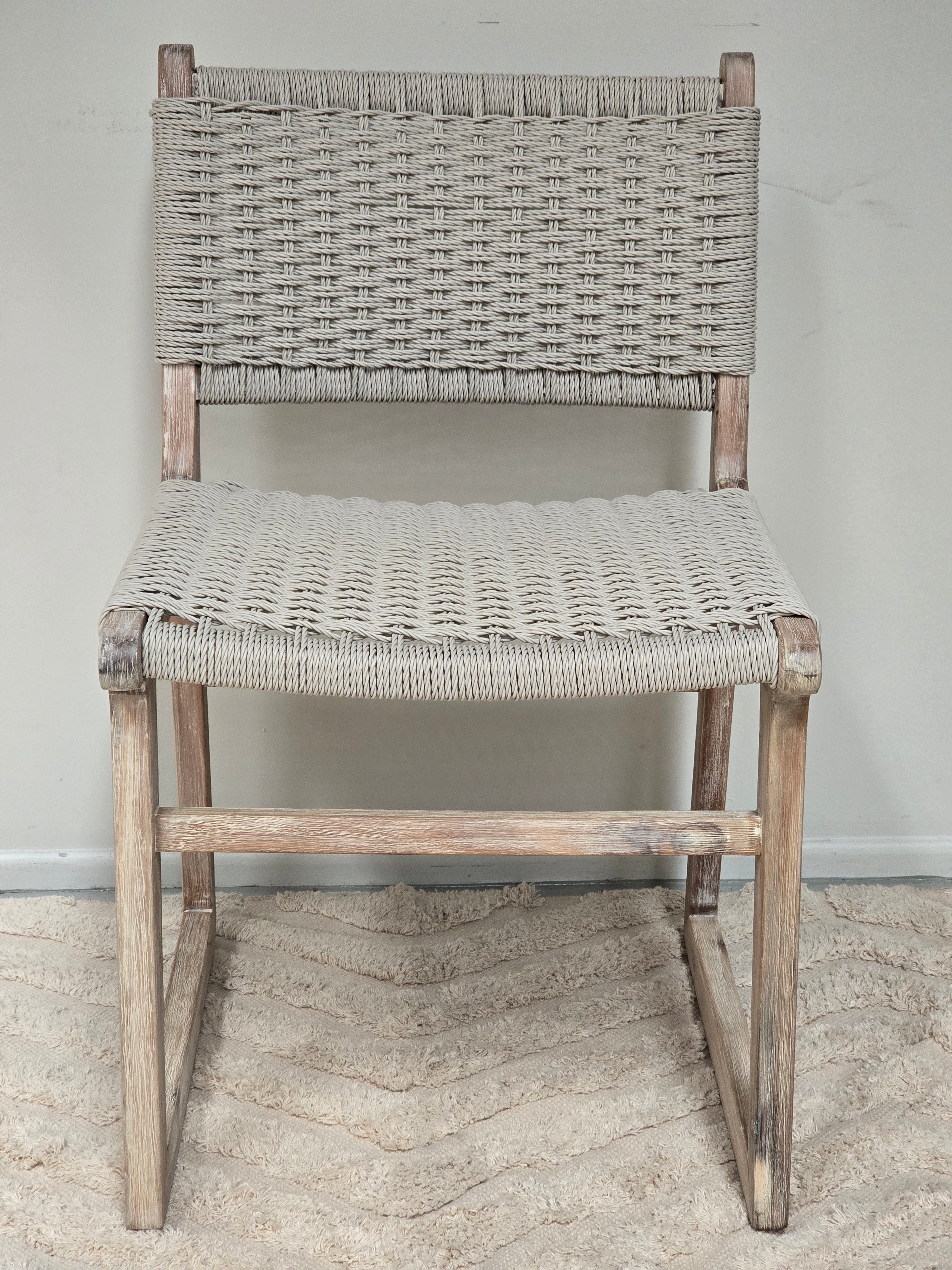 Sachelle Almond wicker dining chair with acacia timber ivory wash legs ...