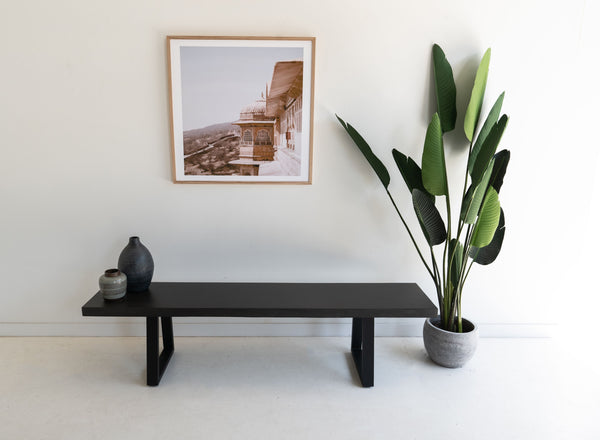 1.65m Sierra Bench Seat | Ebony Black with Matte Black Powder Coated L ...