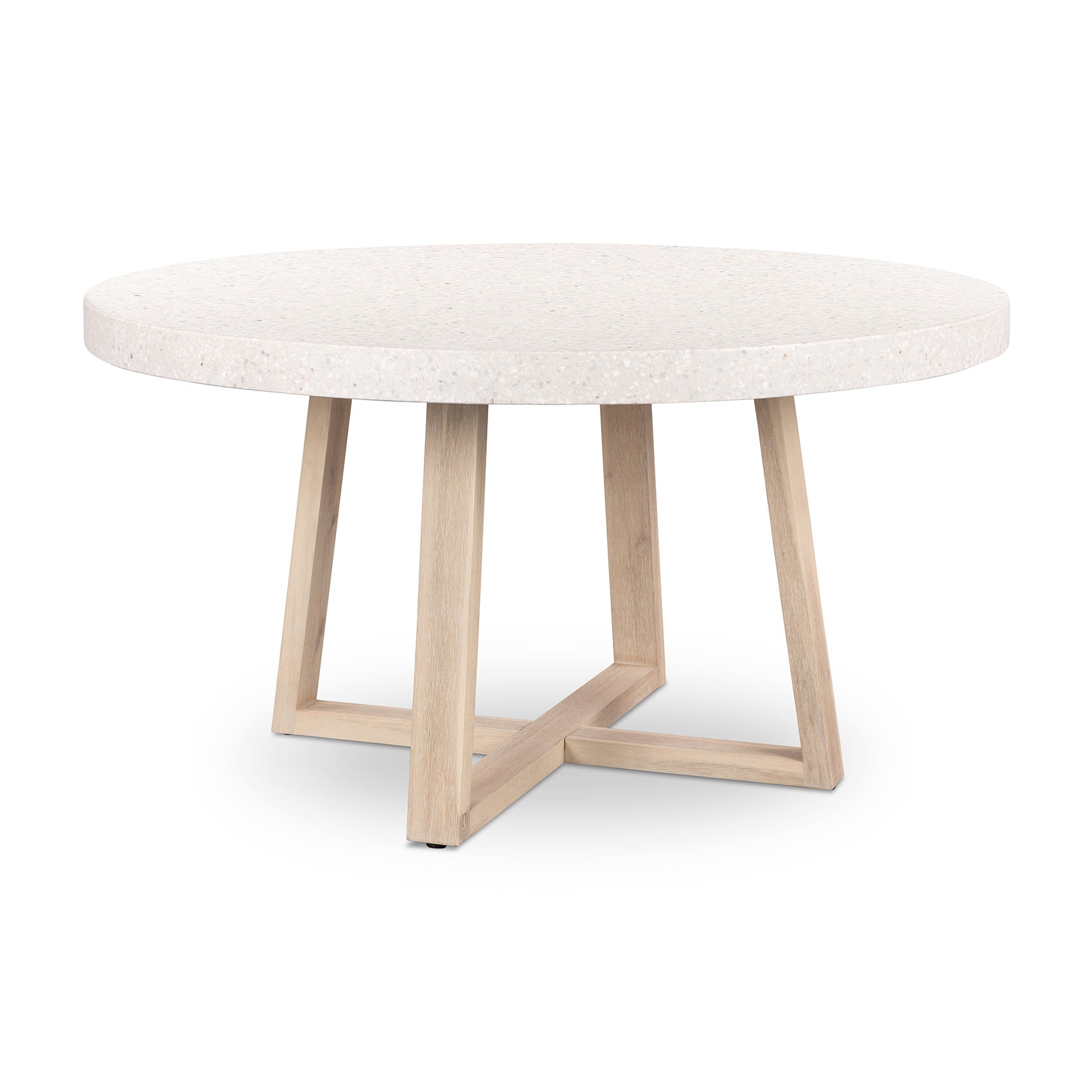1.4m eTerrazzo Round Dining Table | Ivory Coast with Ivory Washed Acac ...